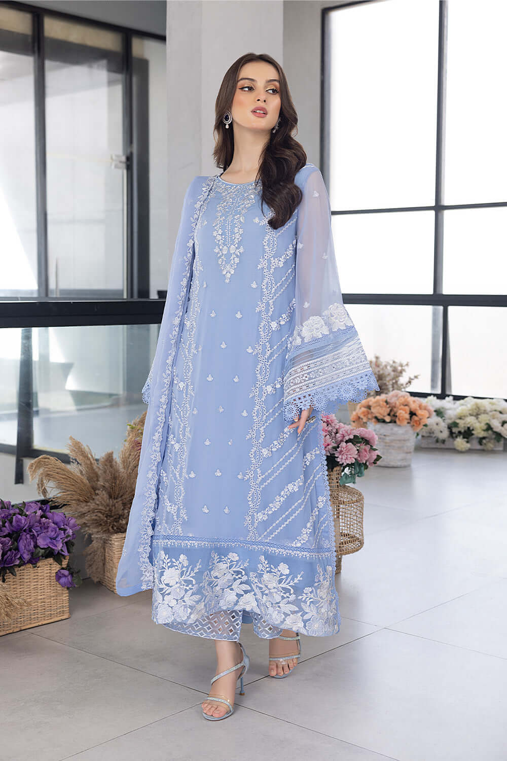Ensembles By Azure Embroidered Chiffon Suits Unstitched 3 Piece AZU25 ...